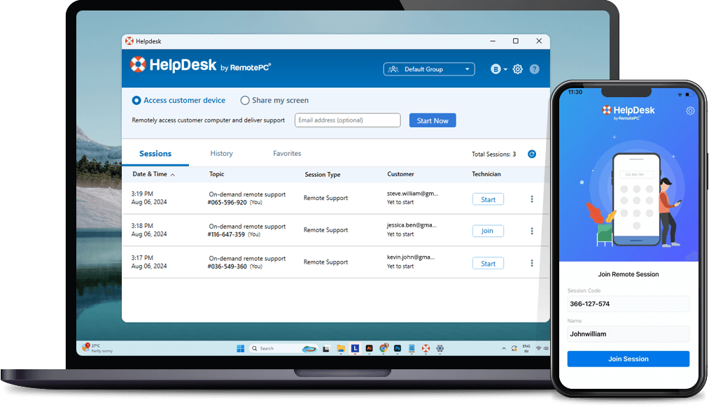 Download RemotePC® HelpDesk apps for Windows and Mac